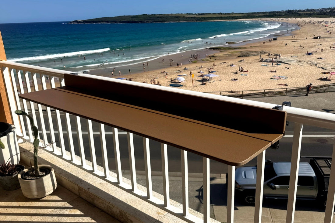 The Entertainer – 120cm Fold Down Balcony Table – Handy Hangouts